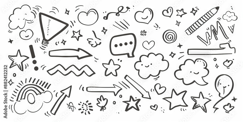 Modern illustration with brush strokes, highlight, speech bubble ...