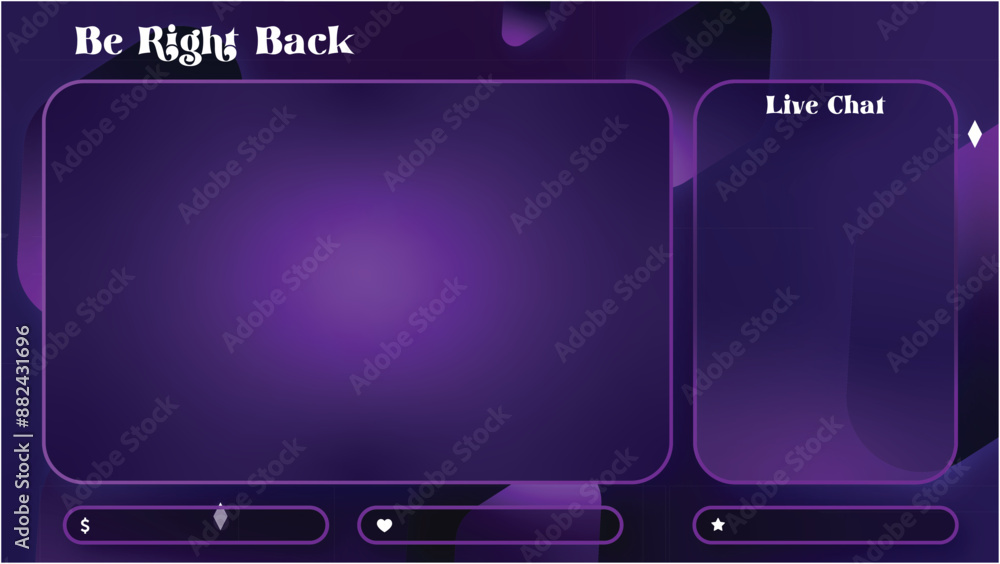 Stream be right back overlay with a chat box, purple glowing stream ...