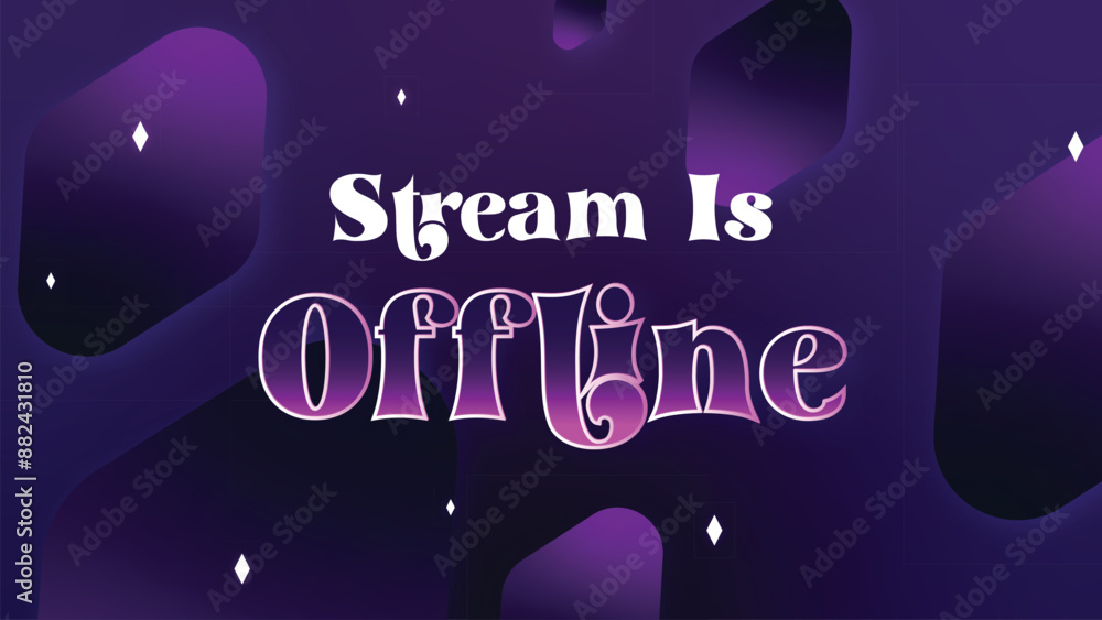 Stream offline overlay screen. Purple glowing stream overlay for gamer ...