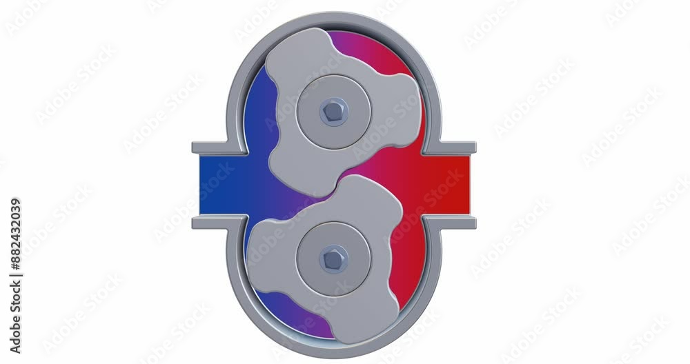 Tri-lobe pump animation; rotary pump system; rotating machinery; Three ...