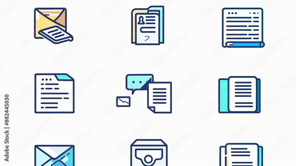 This image consists of various icons that represent different types of ...