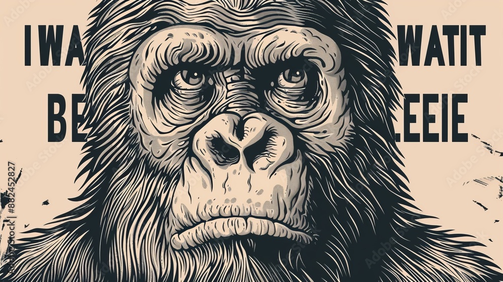 A vintage-styled illustration of a furry mythical being with intricate ...