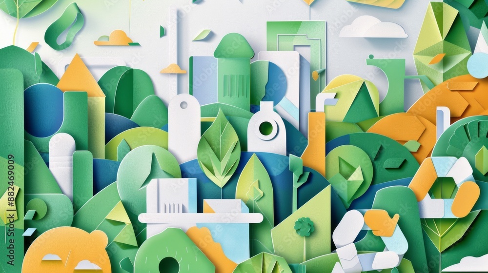 An abstract representation of a circular economy ecosystem with ...