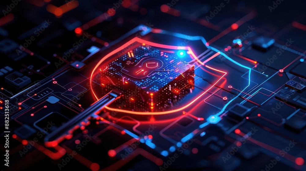 Visual metaphor of a shield and key seamlessly integrated into a ...