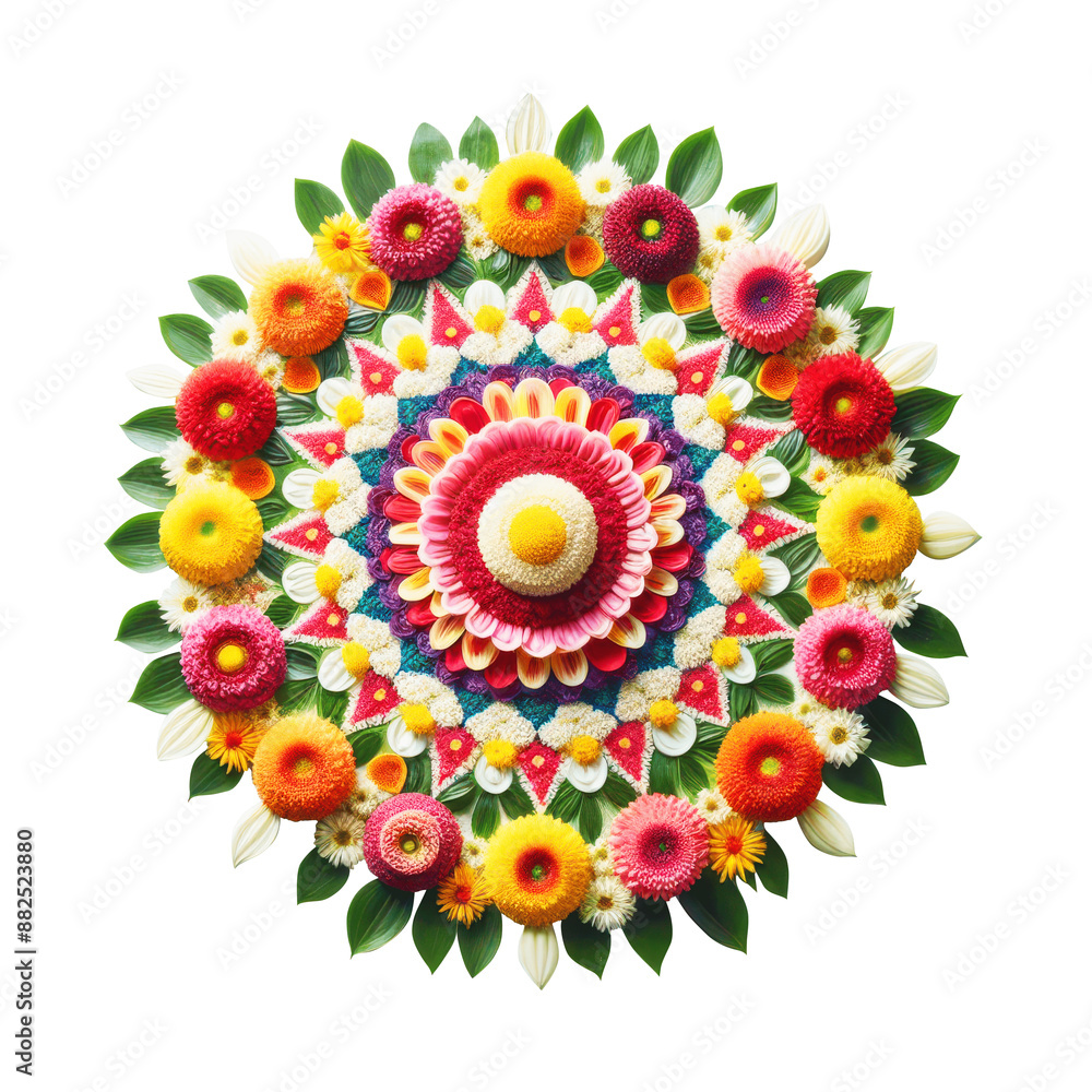 Onam Pookalam, Kerala traditional festival Onam Pookalam design element ...