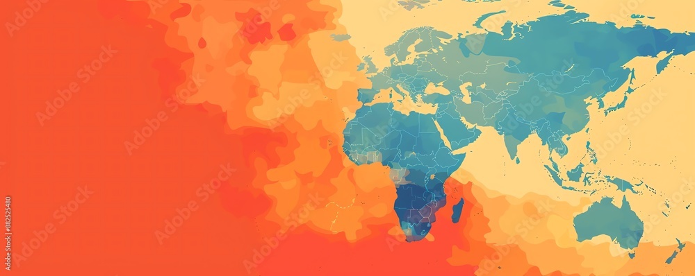 Global temperature rise, world map with heat zones, flat design ...