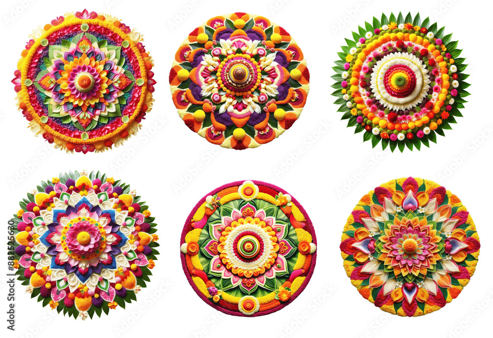 Collection of Onam Pookalam, Kerala traditional festival Onam Pookalam ...