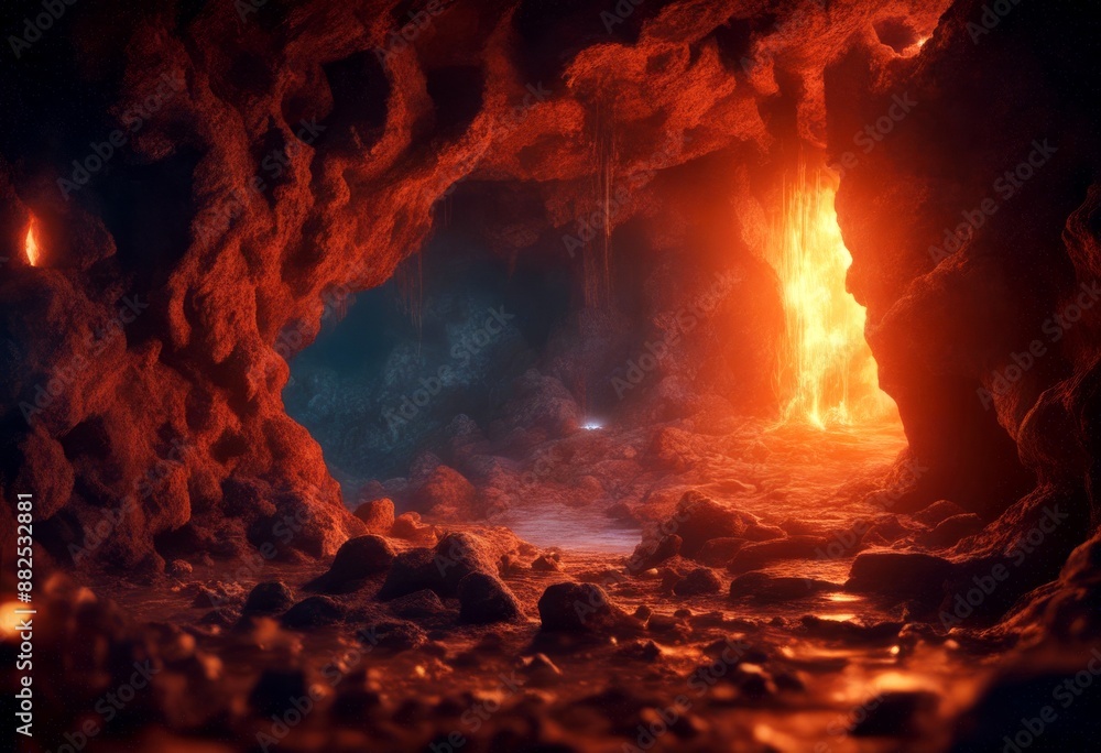 rock rendering cliff underworld dungeon volcano cave hot underground ...