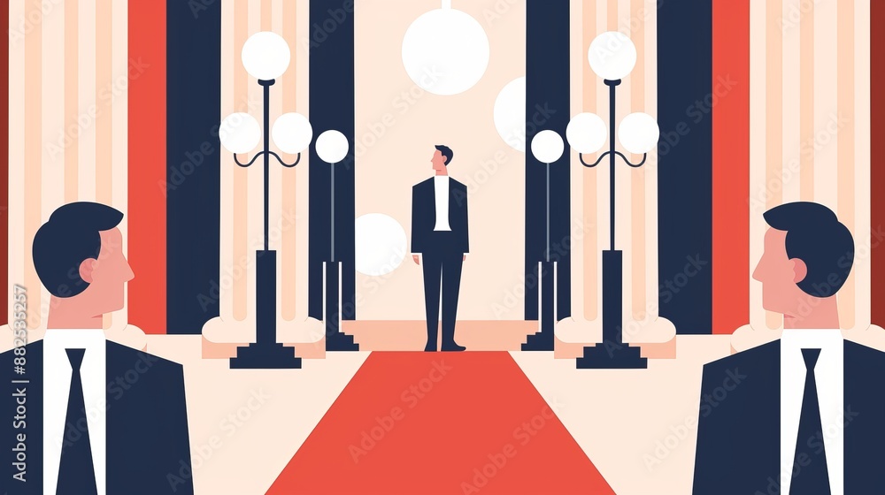 Elegant gala ceremony, attendees in formal attire, grand ballroom ...
