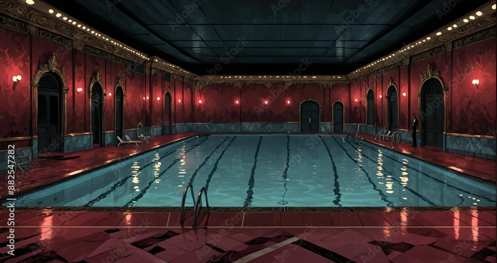 indoor spa resort bathhouse with hot tub and swimming pool in interior ...