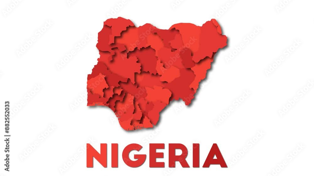 Nigeria map showing regions. Animated country map with title. 4k ...