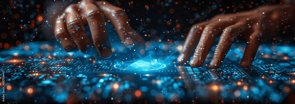 Digital Background with Blue Color and Laptop Screen Showing Social ...