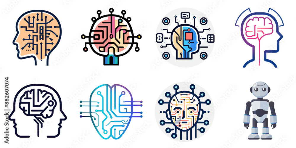 AI robot symbol isolated 3d mockup without background using for all ...