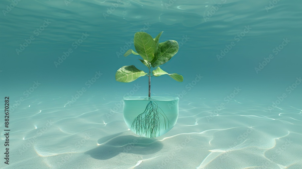 Graphic visualization of blue carbon ecosystems, such as mangroves and ...