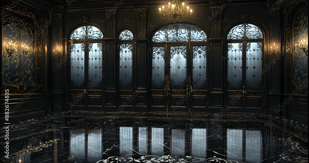 ballroom entrance door lobby interior of palace mansion castle house ...
