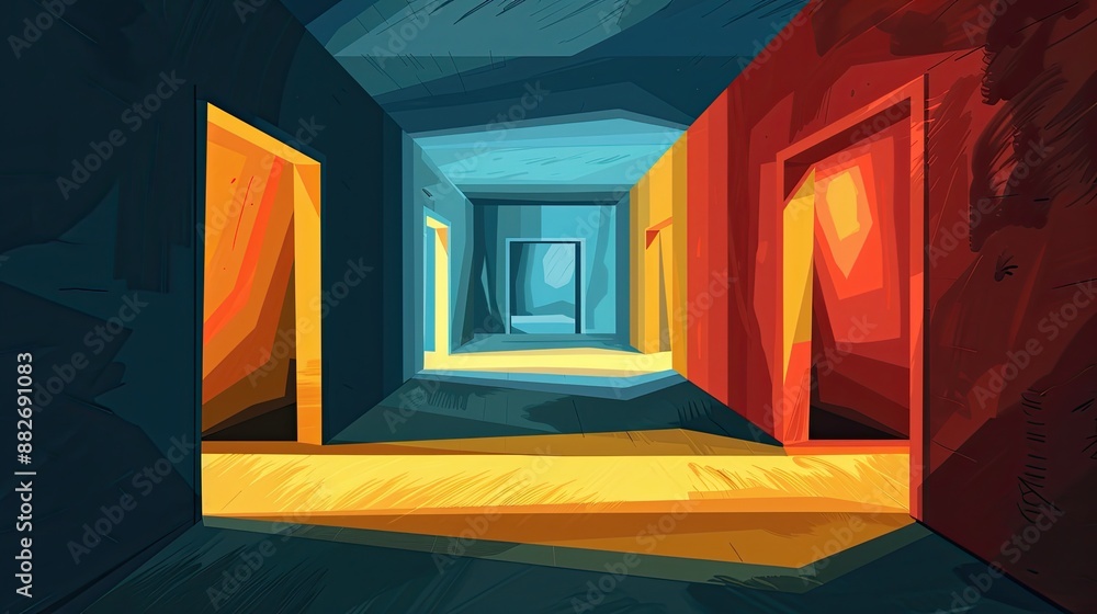 Claustrophobia flat design front view confined spaces cartoon drawing ...
