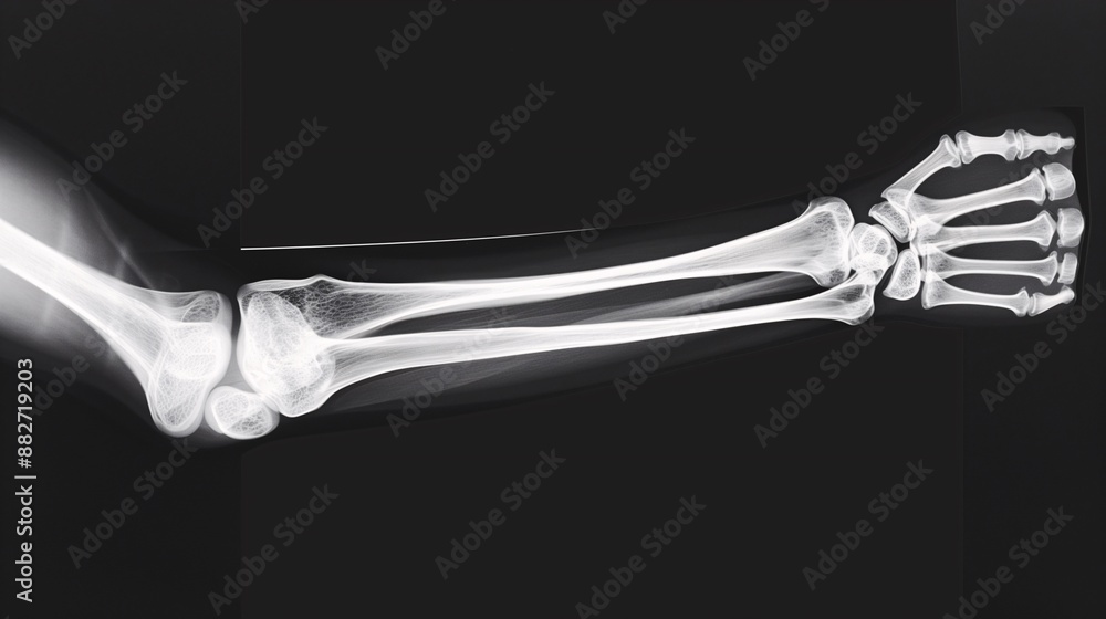 X-ray showing a comminuted fracture of the radius Stock Photo | Adobe Stock