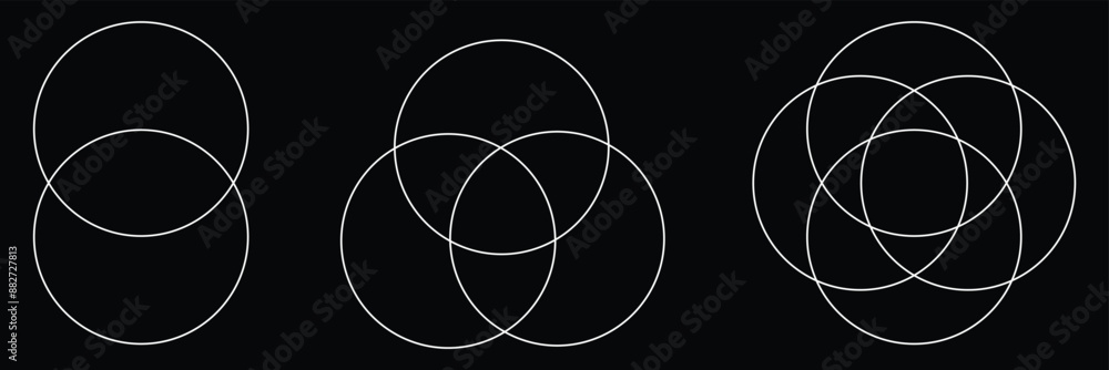 Venn diagram three overlapping circles chart line and solid. Business ...