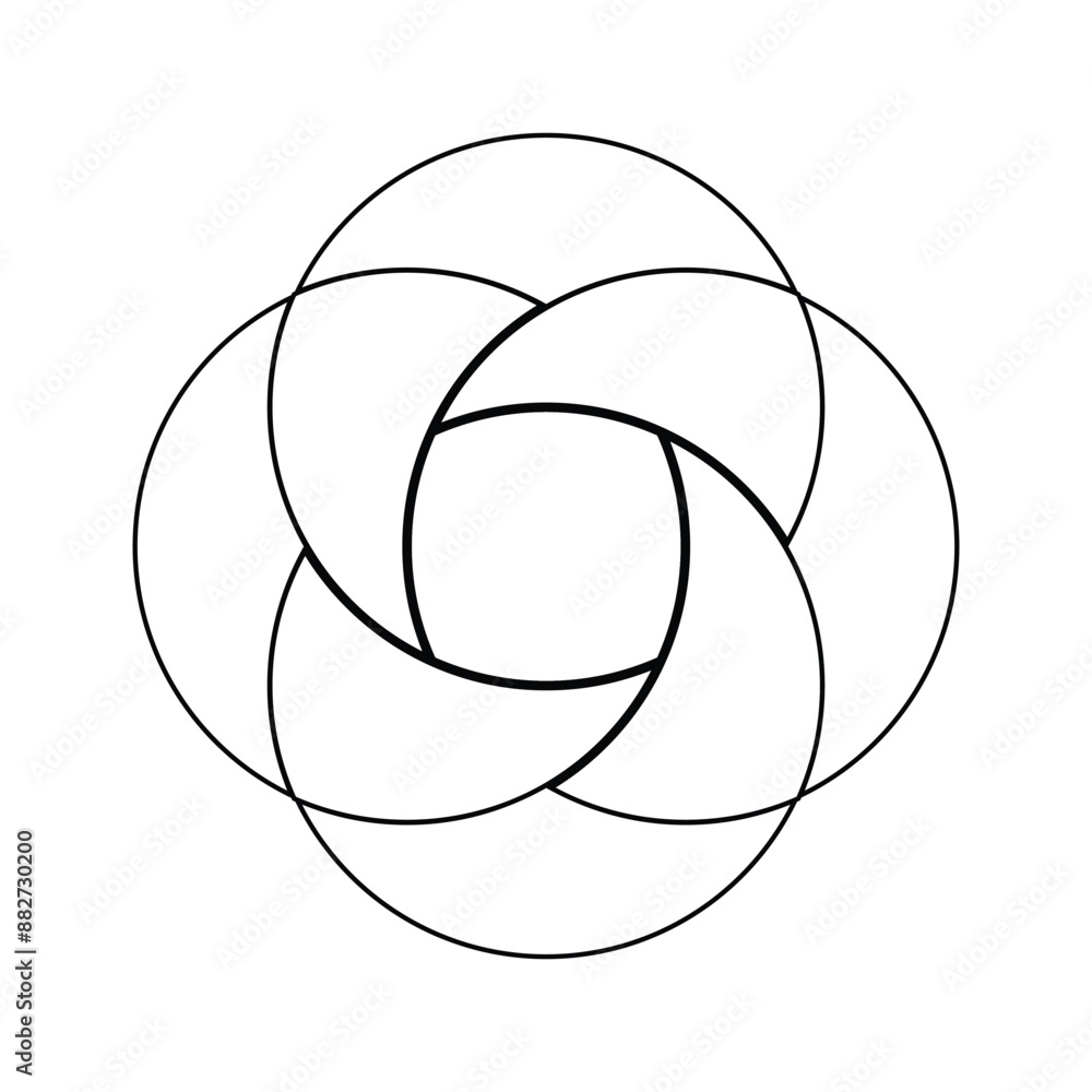overlapping circles vector drawing, version with three to seven objects, also interlocked rounds ...