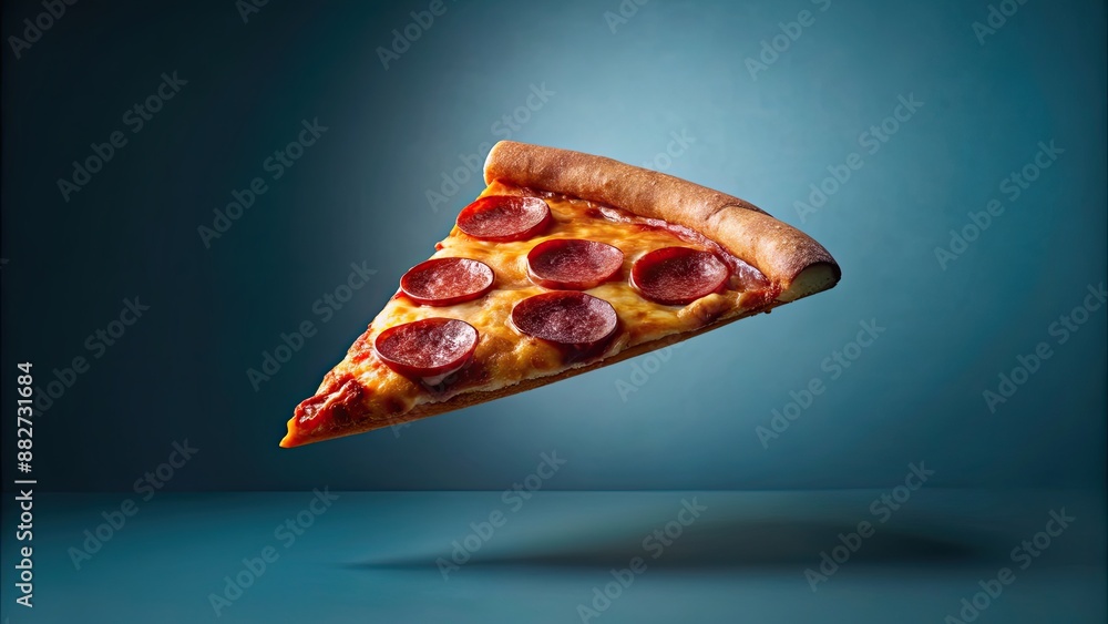 Pepperoni pizza slice floating mid-air, flying, pepperoni, pizza, slice ...