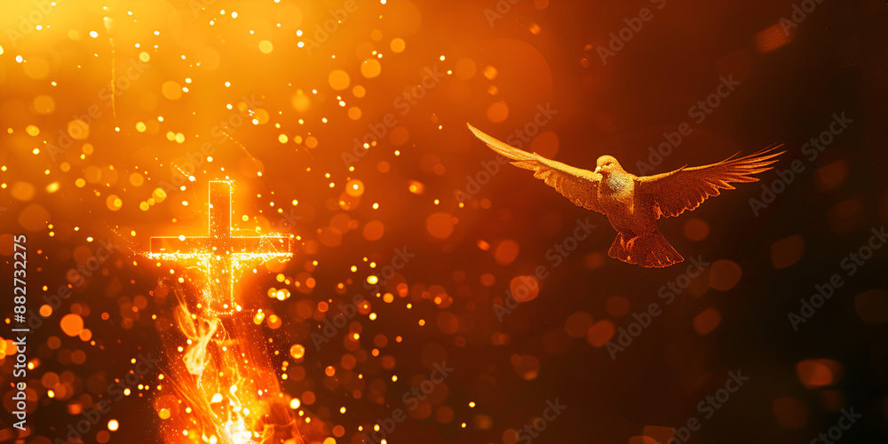 Pentecost Sunday Pentecost background with flying dove "Pentecost ...