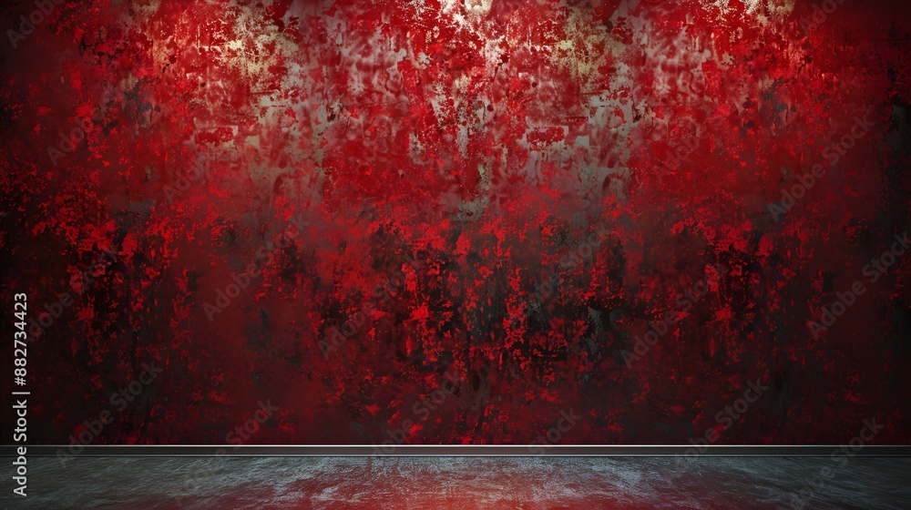 Beautiful interior design with a red textured wall offers an artistic ...