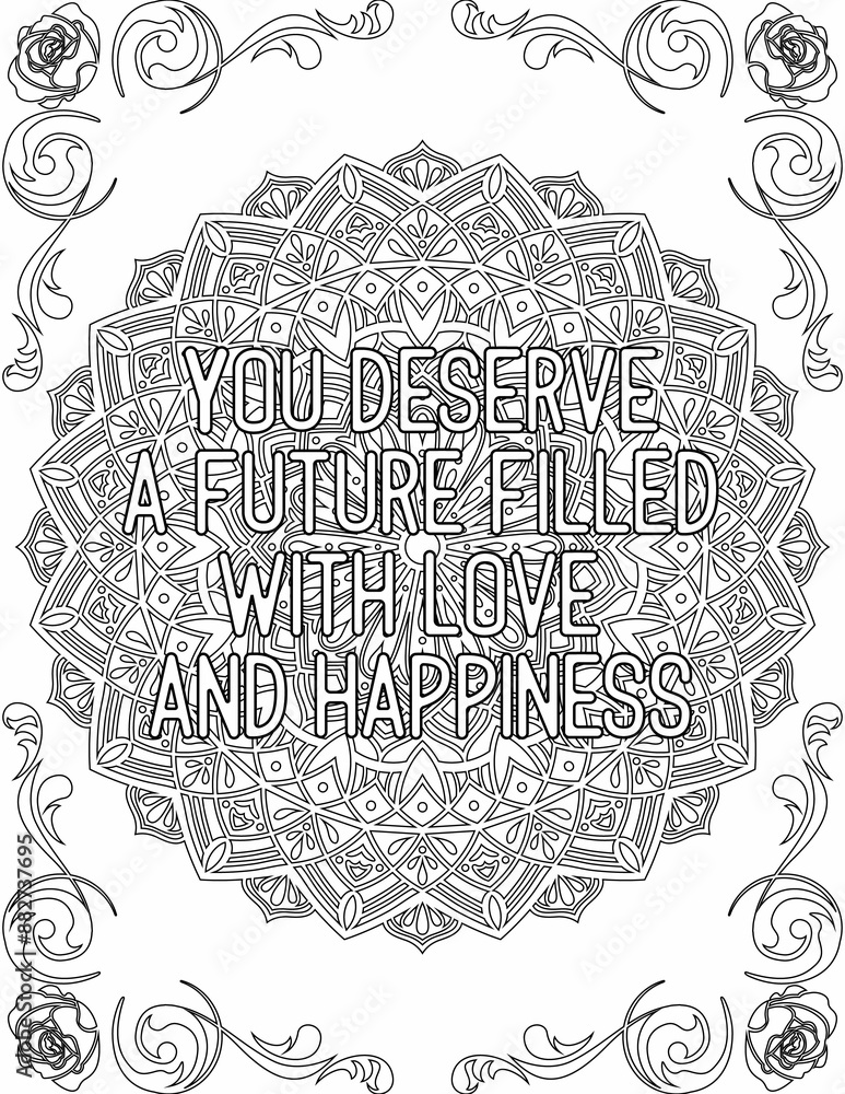 Printable mandala coloring page for kids and adults with positive quote ...