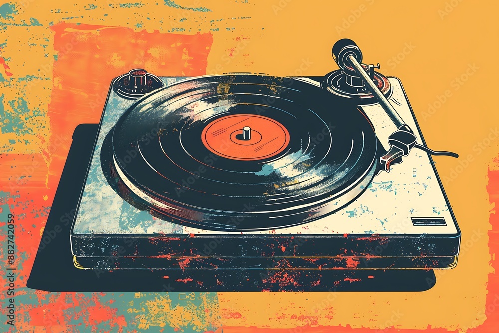 "Vintage Vinyl Record with Handwritten Notes", "Retro Record Album with ...