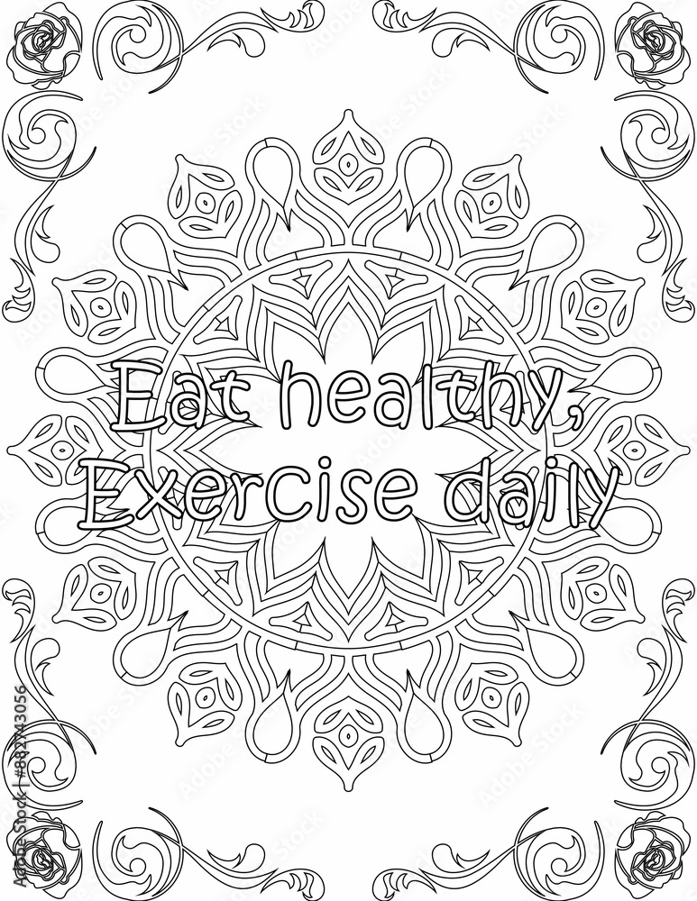 Printable mandala coloring page for kids and adults with positive quote ...