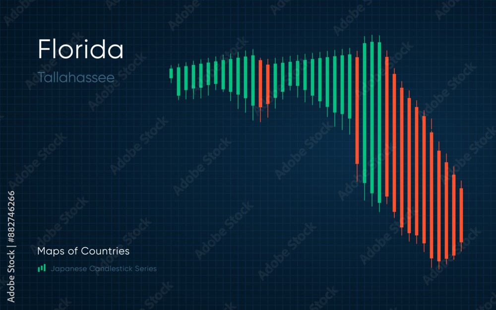 Vetor de Florida map is shown in a chart with bars and lines. Japanese ...