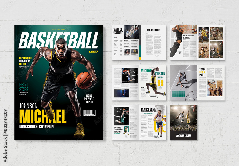 Basketball Sports Magazine Template Stock Template | Adobe Stock