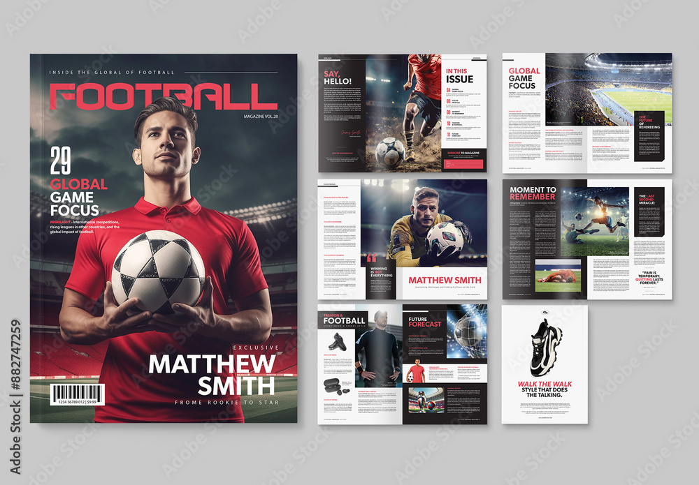 Soccer Football Sports Magazine Template Stock Template | Adobe Stock