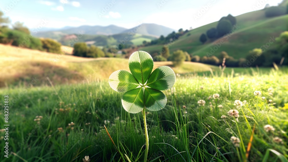 Green Grass Breath taking Landscape Background with 5 leaf clover ...