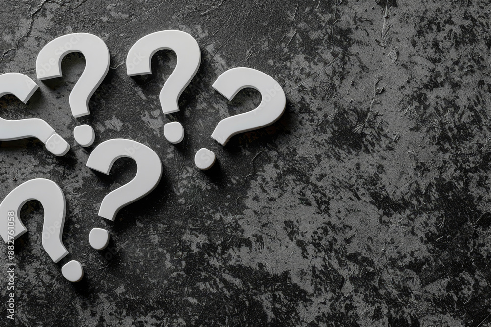 Scattered question marks with space for answers through self education ...