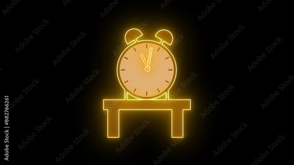 neon yellow color clock animation icon timer wall clock smart watch ...