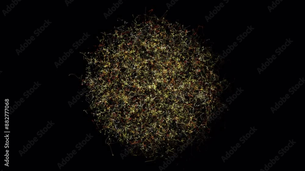 Abstract animated string particle sphere with glow effect, concepts ...