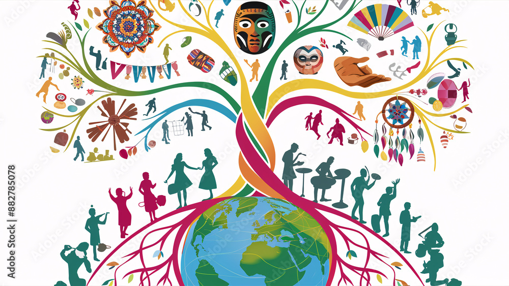 Illustration of a cultural diversity tree, with roots extending from a ...
