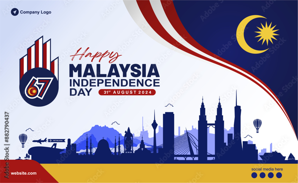 67th Anniversary of Malaysia Independence Day 2024 Vector Illustration ...