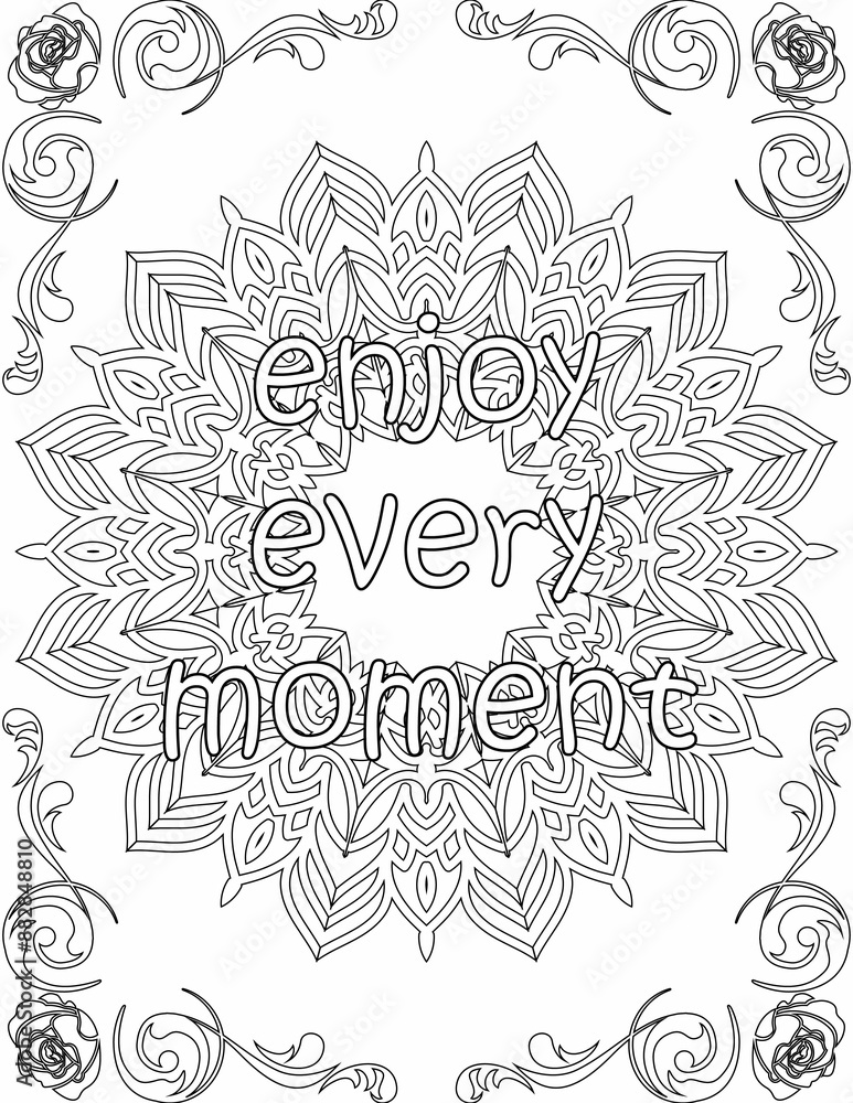 Printable mandala coloring page for kids and adults with motivational ...