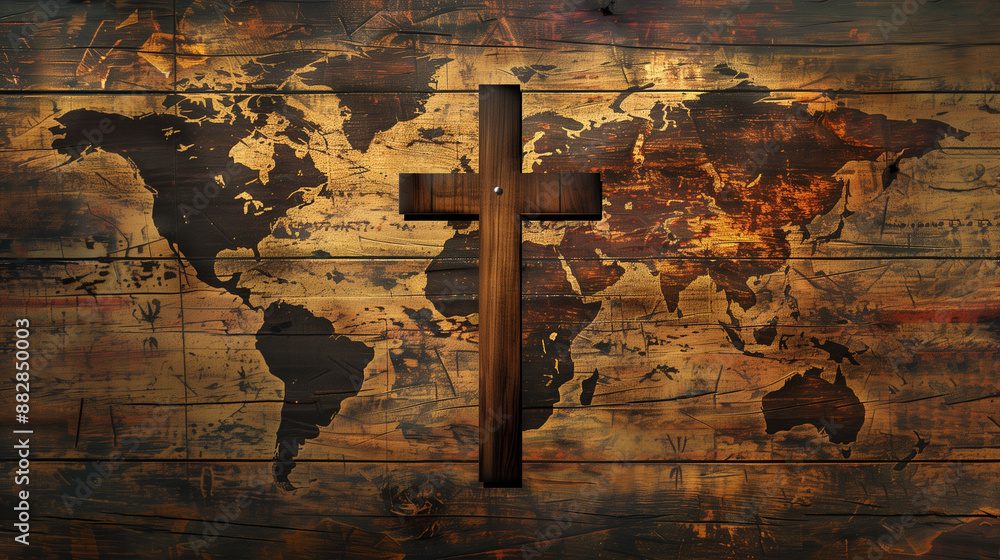 The cross of Jesus Christ placed on the world map: the concept of ...