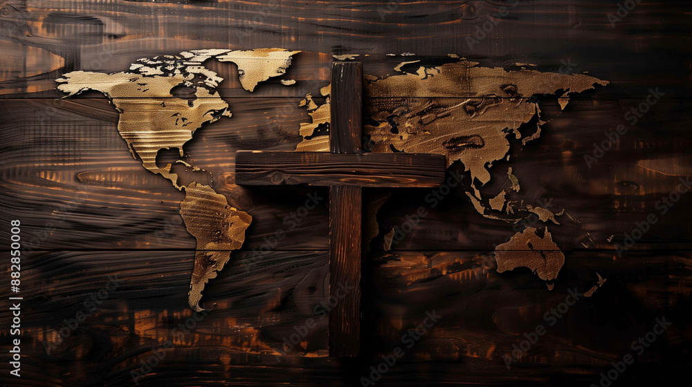 The cross of Jesus Christ placed on the world map: the concept of ...