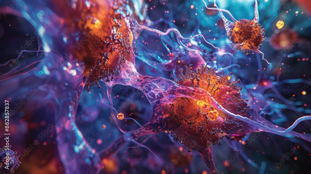 A visualization of the cell's cytoskeleton, showing the network of ...