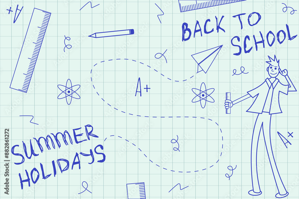 Doodle scribble Back to School banner design. Welcome Back to School ...