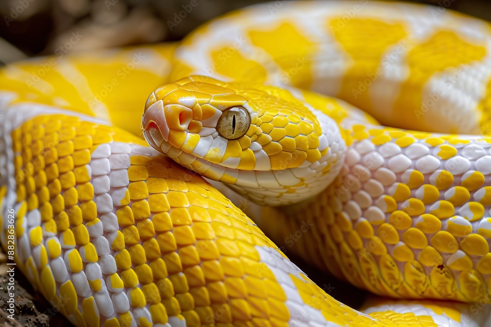 Beauty of yellow snake Many species of snakes can have yellow and white ...