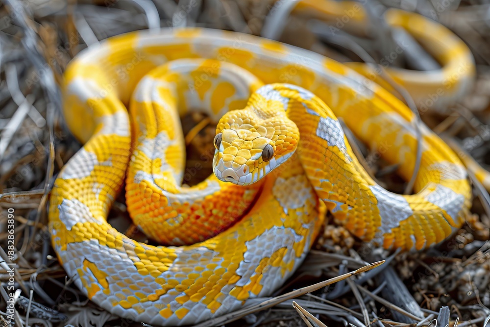 Beauty of yellow snake Many species of snakes can have yellow and white ...