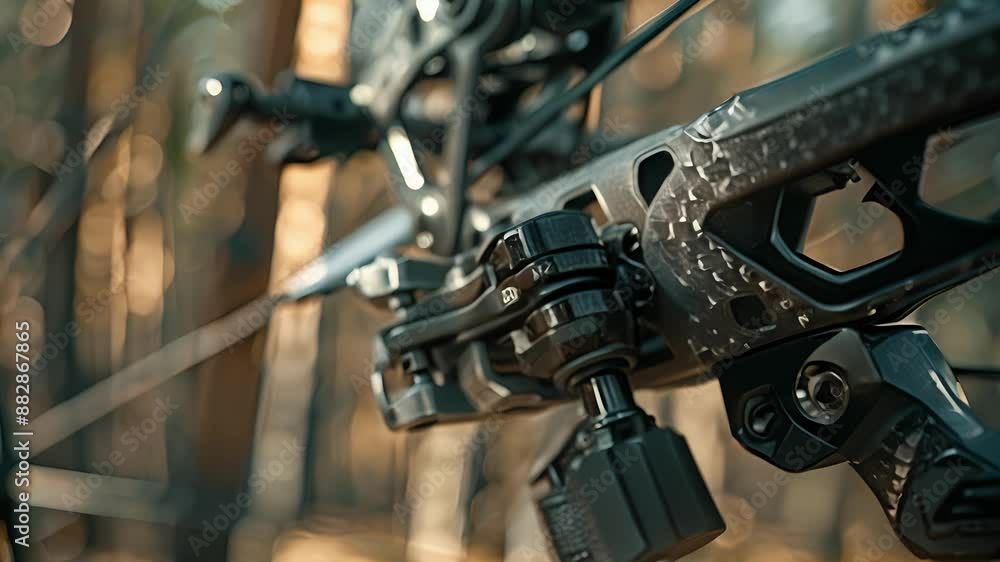 A detailed look at a bow stabilizer highlighting the sleek metal design ...