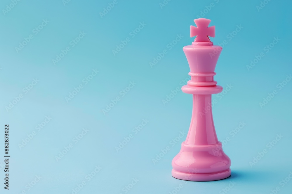 Pink queen chess piece on pastel blue background representing strategy ...
