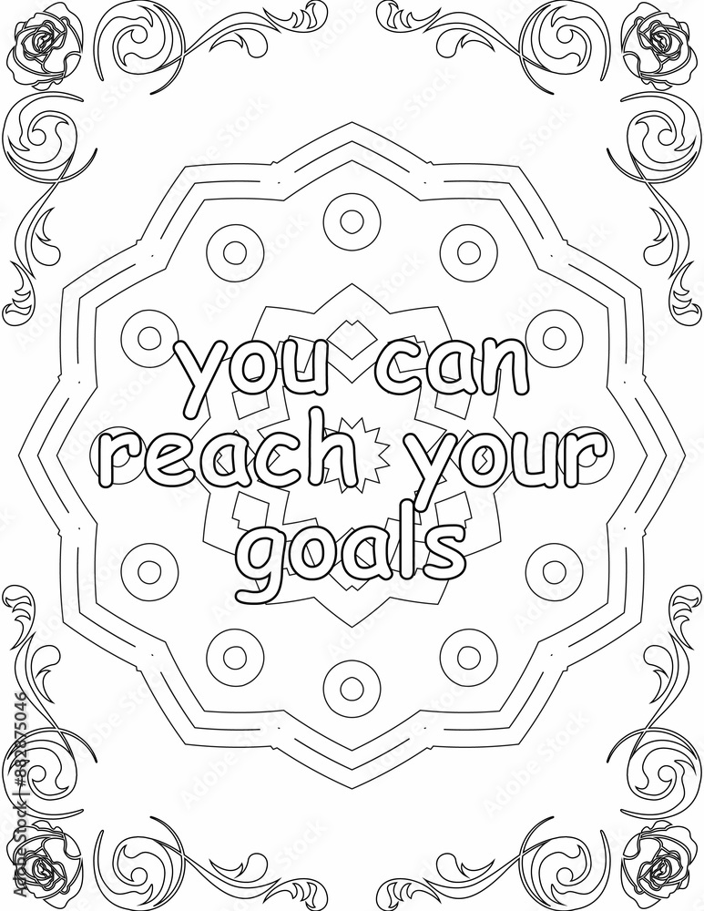 Printable mandala coloring page for kids and adults with motivational ...