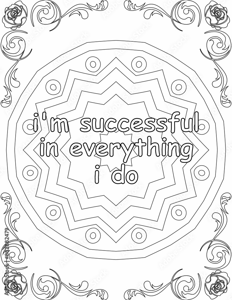 Printable mandala coloring page for kids and adults with motivational ...