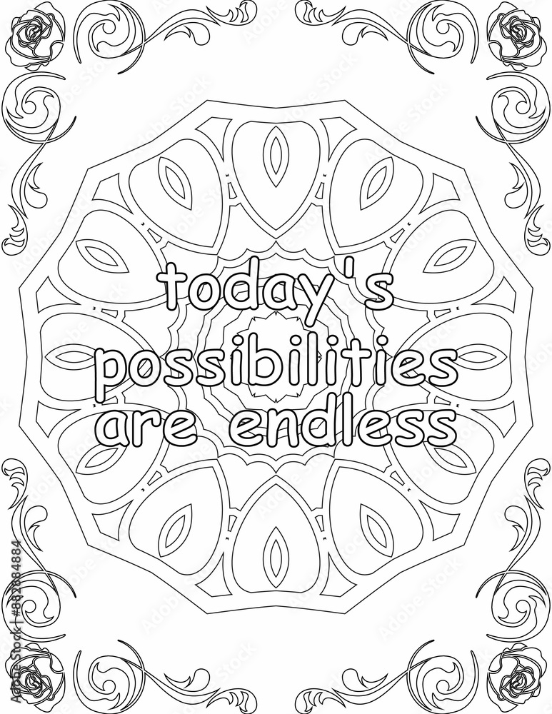 Printable mandala coloring page for kids and adults with motivational ...